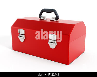 Red toolbox open on white background Stock Photo - Alamy