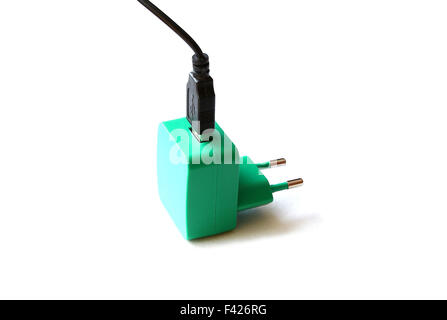 smartphone charger usb socket transformer on white Stock Photo - Alamy