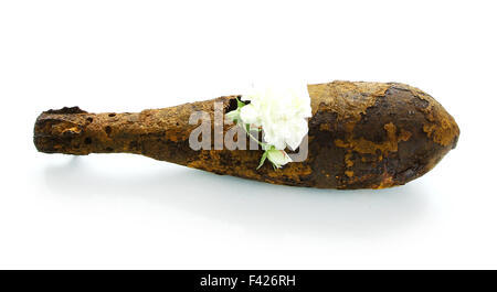 vintage rusted aviation bomb shot projectile shell world war II ...