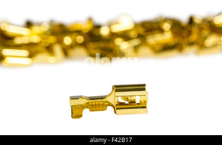 Bronze cable terminal connector isolated Stock Photo - Alamy