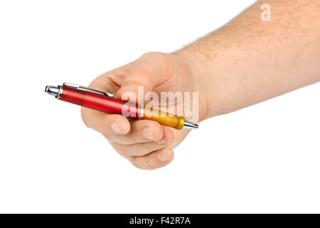 Hand giving pen isolated white background Stock Photo - Alamy