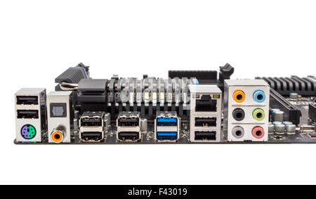 Connector of computer motherboard, back side computer port isolated on ...