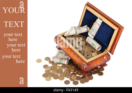 Coins and banknotes in the box Stock Photo - Alamy