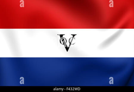 The flag of the Dutch East India Company flying on the replica ship ...