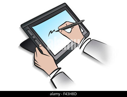 businesswoman using digital tablet and pen to take notes at office ...