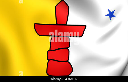Nunavut flag. Waving flag of Nunavut province, Canada 3d render Stock ...