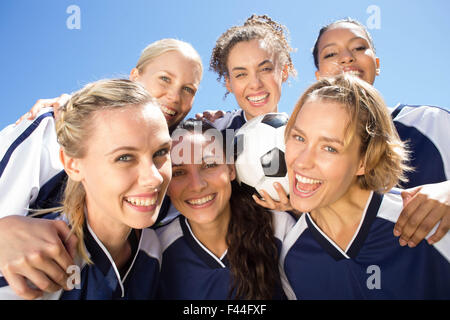 Pretty football players celebrating their win Stock Photo - Alamy