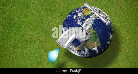 Composite image of earth with faucet Stock Photo - Alamy