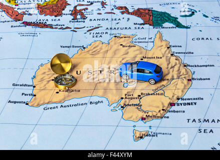 Australia map and compass Stock Photo - Alamy