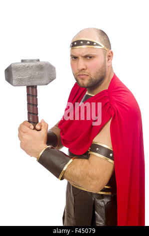 Gladiator with hammer isolated on white Stock Photo - Alamy