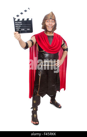 Gladiator with clapper-board isolated on white Stock Photo - Alamy