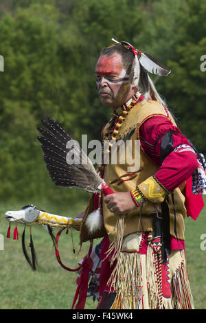 a native American male dancer at pow wow event, an indigenous people ...
