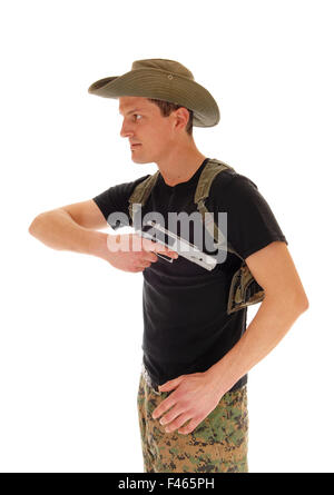 Soldier pulling his handgun Stock Photo - Alamy