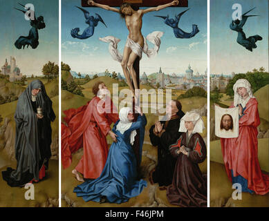 Rogier van der Weyden, Triptych: The Crucifixion, painting in oil on wood, 1443-1445 Stock Photo ...