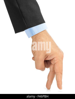 Small man made of fingers hand Stock Photo - Alamy