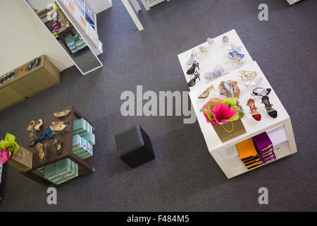 Overhead of shoe displays Stock Photo - Alamy