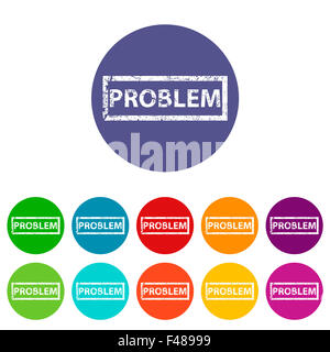 Problem flat white color icon Stock Photo - Alamy
