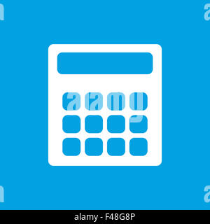 Calculator icon. Flat icon on blue background Stock Photo - Alamy