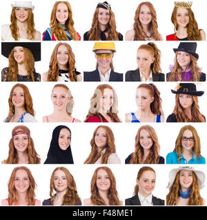 Collage of many faces from same model Stock Photo - Alamy