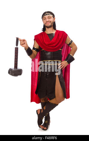 Gladiator with hammer isolated on white Stock Photo - Alamy