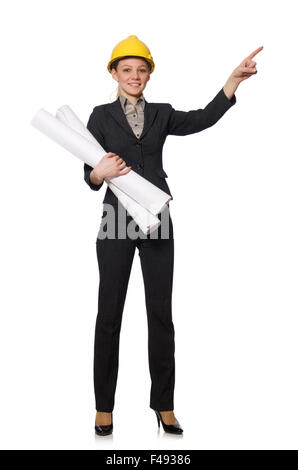Woman engineer with draft papers Stock Photo - Alamy