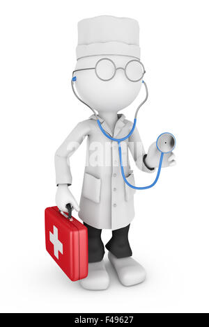 Stethoscope and First Aid Kit Character isolated - 3D Render Stock ...