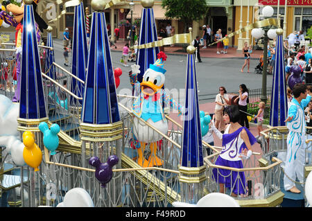 Donald Duck in parade at Disney World, Orlando, Florida, United States ...