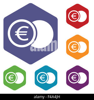 Money concept: Euro Coin icons on Digital Paper background Stock Photo ...