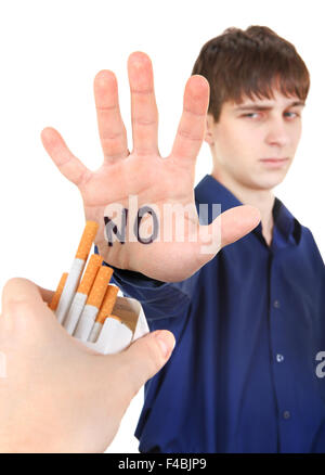 Young Man refuse Cigarettes Isolated on the White Background Stock ...