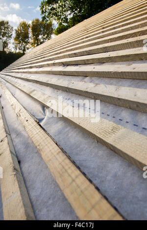 Newly laid roofing laths on a roof under construction Stock Photo - Alamy