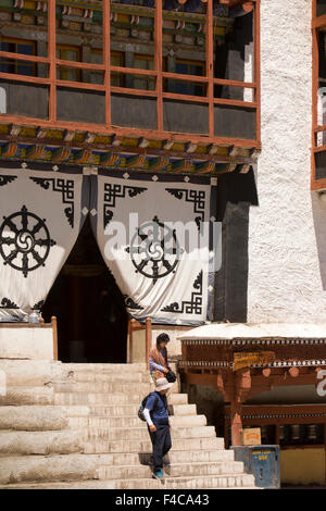 Tibetan style temple, Hemis gompa or Hemis monastery, suburb of Leh ...