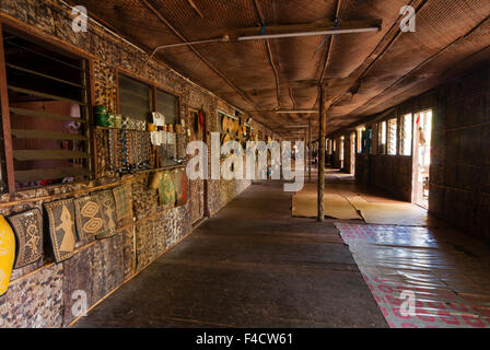 Interior of Mengkak Iban Longhouse, Batang Ai National Park, Sarawak ...