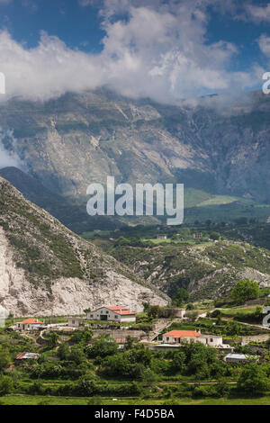 Albania, Llogaraja Pass, mountain landscape by the village of Dukat ...