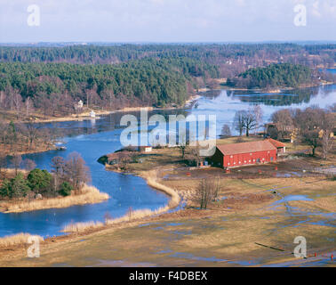Landscape view with lake, Uppland. Landscape view with lake, Uppland ...