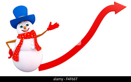 3d rendered illustration of snowman with arrow sign Stock Photo - Alamy