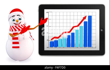 3d rendered illustration of snowman with business graph Stock Photo - Alamy