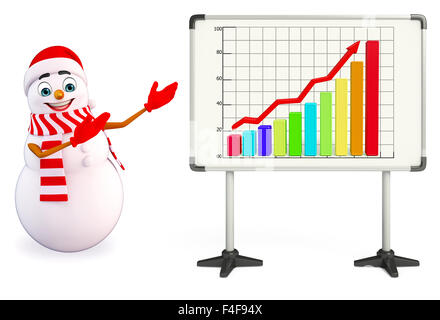 3d rendered illustration of snowman with business graph Stock Photo - Alamy