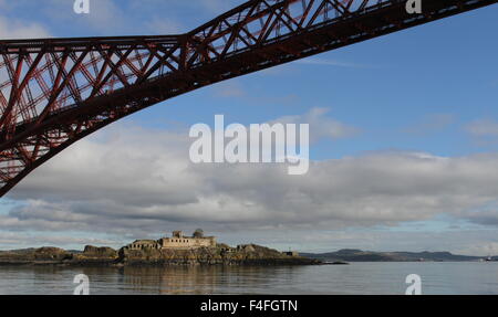 Isle of Inchgarvie and Forth Rail Bridge Scotland October 2015 Stock ...