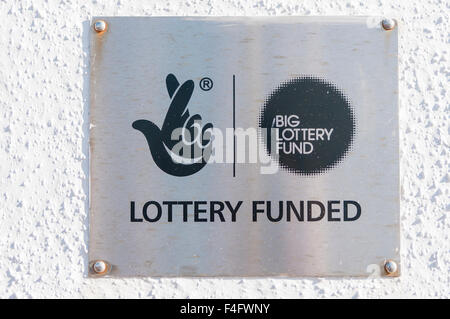 National Lottery funding plaque Stock Photo - Alamy