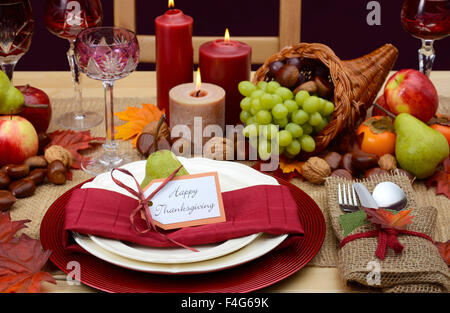 Happy Thanksgiving cornucopia table setting centerpiece decorated with ...
