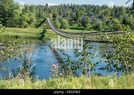 Aerial view on the Msta river on a summer rainy day. Borovichi district ...