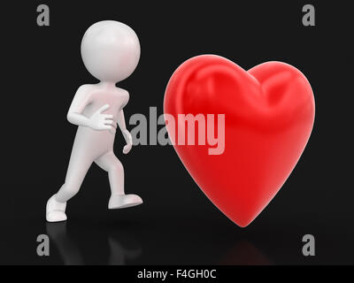 Man run to heart. Image with clipping path Stock Photo - Alamy