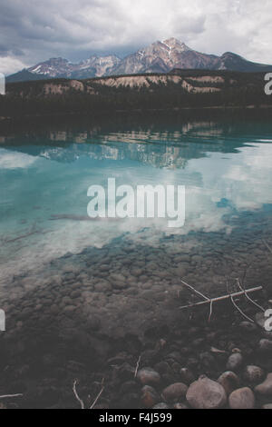 Beautiful water reflection in Jasper National Park in Canada Stock ...