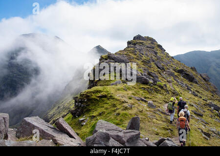 Beenkeragh ridge with low cloud on highest mountain, Carrauntoohil, in ...