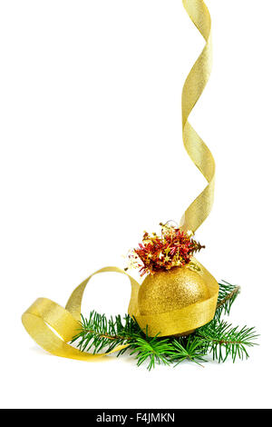 Christmas Ornament With Fir Branches On Aged Wood Stock Photo - Alamy