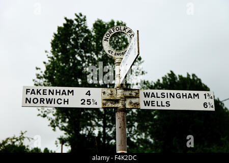 Traditional road sign in Norfolk Stock Photo - Alamy