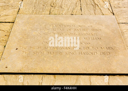 Battle Abbey - High Altar Stone & Place of Harolds Death Stock Photo ...