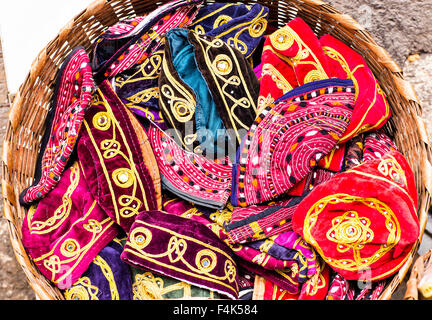 Three traditional moroccan fezzes isolated on a white background Stock ...