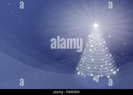 Magic Christmas tree background illustration on blue Stock Photo - Alamy