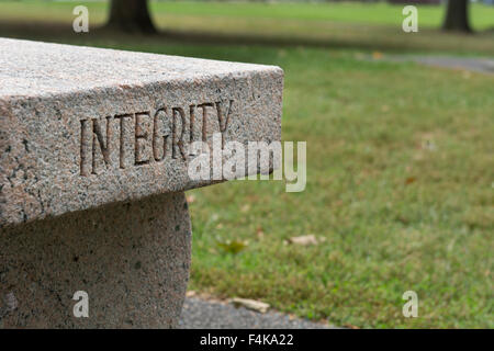 New York, USA. Bench Inscription at Trophy Point, West Point Military ...